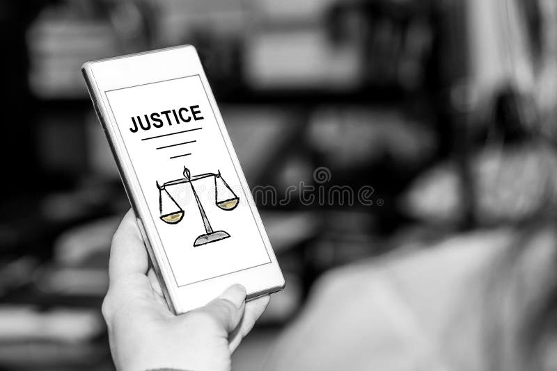Justice Concept on a Smartphone Stock Image - Image of symbol, court ...