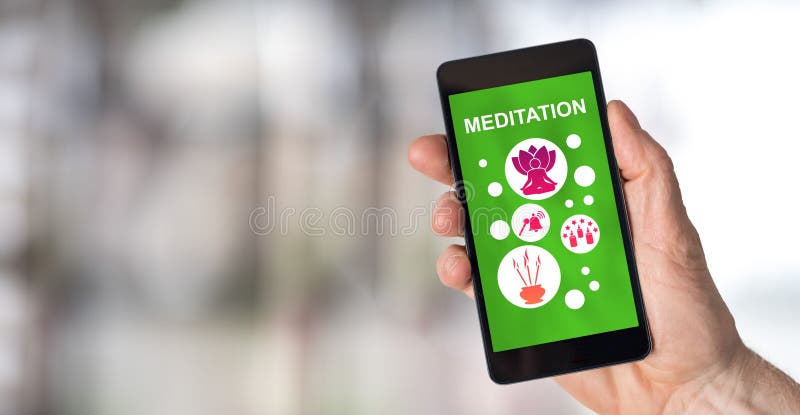 Meditation Concept on a Smartphone Stock Image - Image of relaxation ...
