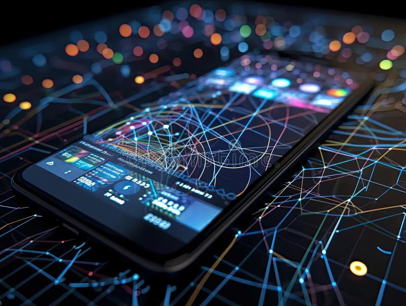Smartphone Screen Displaying Neural Network Connections and Layers ...