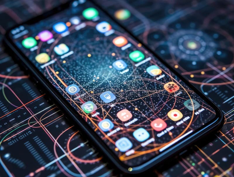 Smartphone Screen Displaying Neural Network Connections and Layers ...