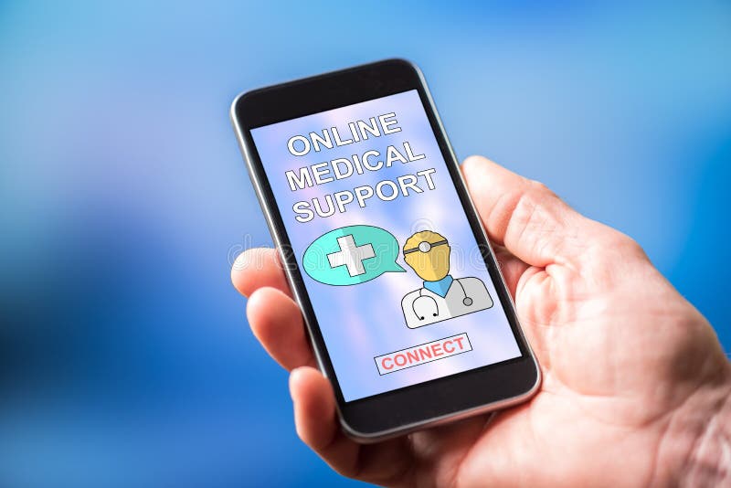 Online Medical Support Concept on a Smartphone Stock Photo - Image of ...