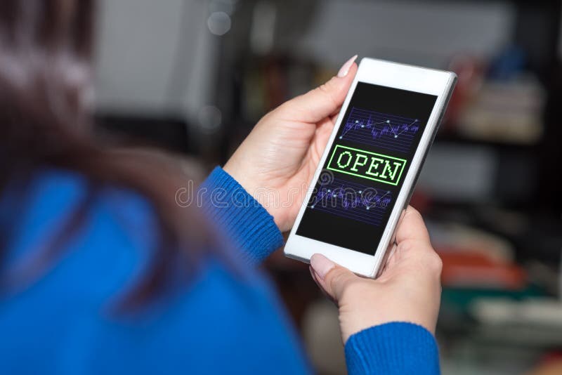 Open Stock Market Concept on a Smartphone Stock Photo - Image of hand ...
