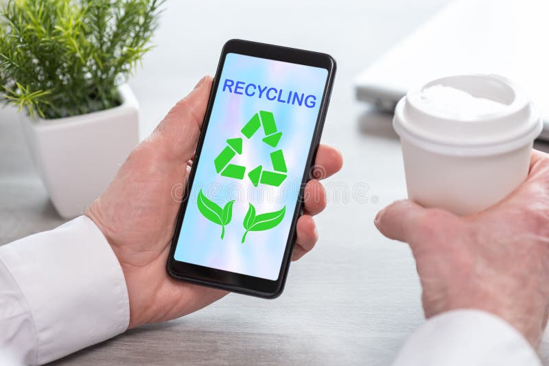 Recycling Concept on a Smartphone Stock Illustration - Illustration of ...