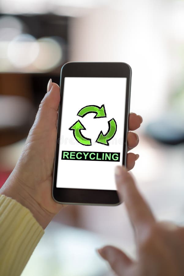 Recycling Concept on a Smartphone Stock Image - Image of mobile ...