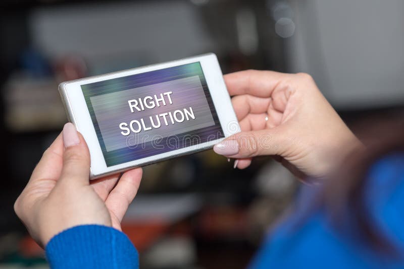 Right Solution Concept on a Smartphone Stock Photo - Image of solving ...