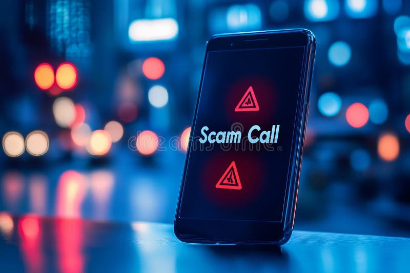 Smartphone Screen Displaying a Scam Call Alert, Symbolizing Fraud or ...