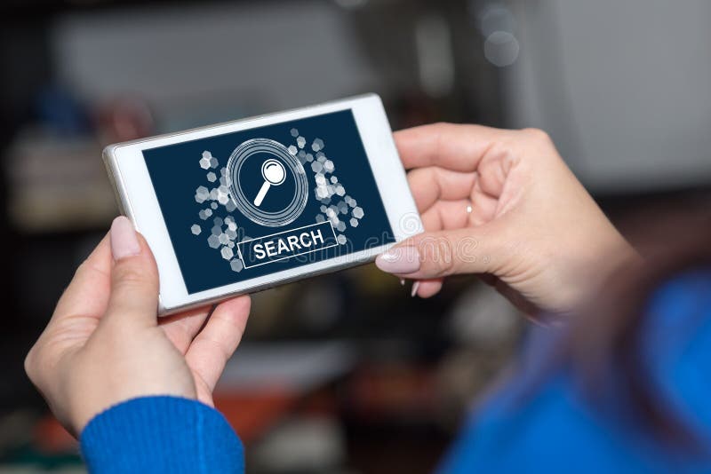 Search Concept on a Smartphone Stock Photo - Image of information ...