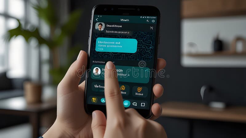 Smartphone Screen Displaying Virtual AI Assistant Interaction Stock ...