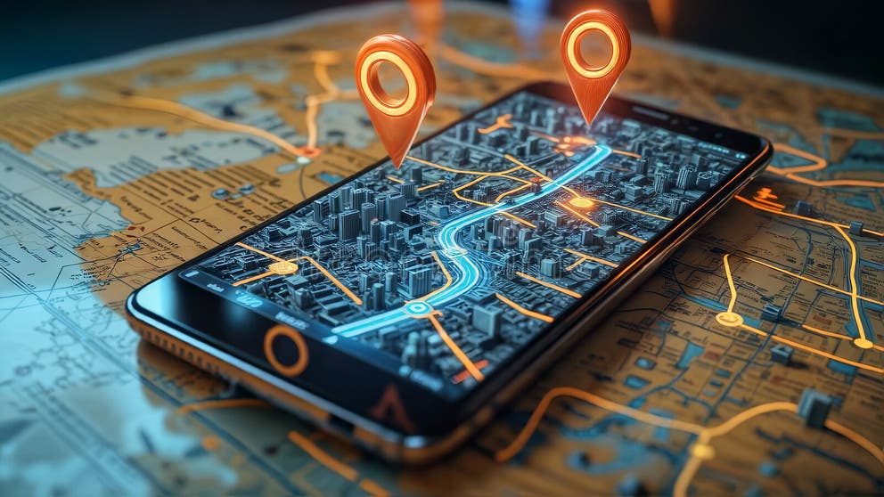 Smartphone Screen Displays Advanced Navigation Interface with ...