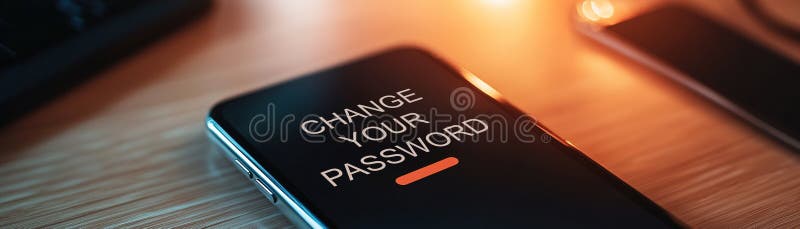 Smartphone Screen Displays a Change Your Password Notification Against ...
