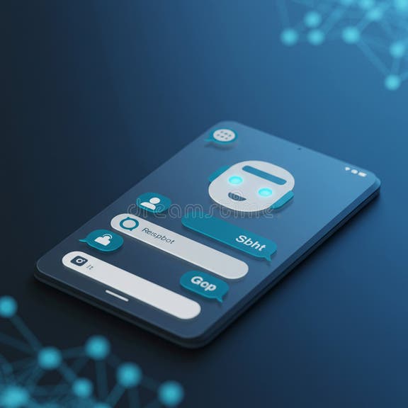 A Smartphone Screen Displays a Chatbot Interface with a Robot Icon. it ...