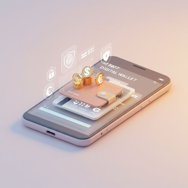 A Smartphone Screen Displays a Digital Wallet Interface with ...