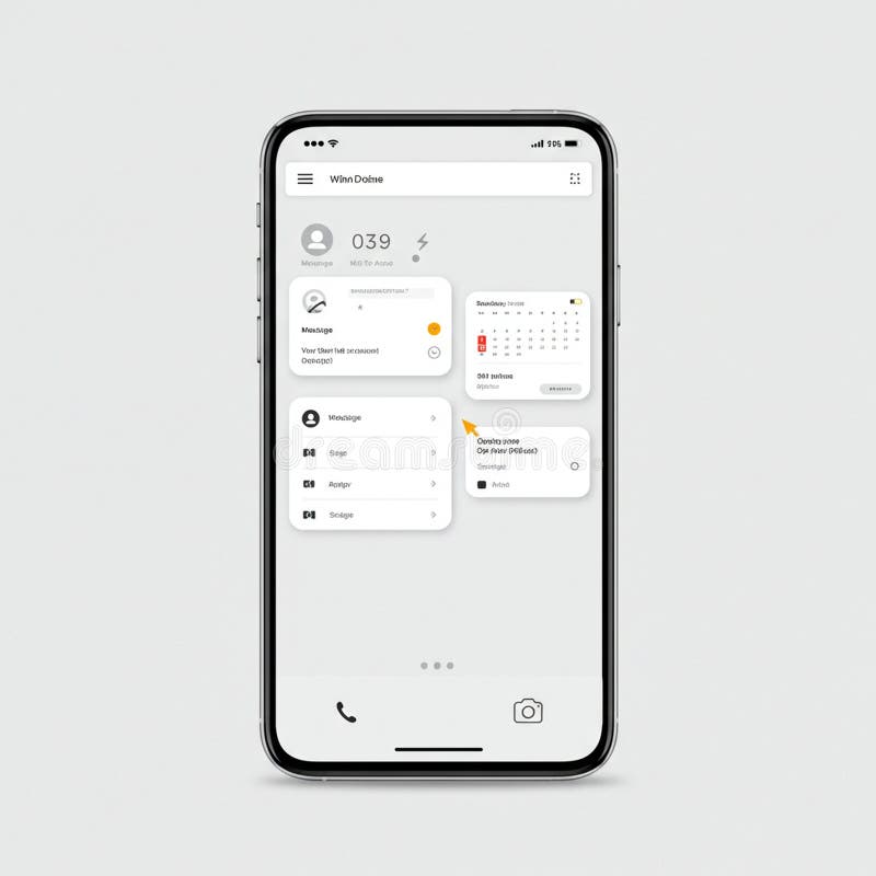 A Smartphone Screen Displays a Minimalist Home Interface with a Focus ...