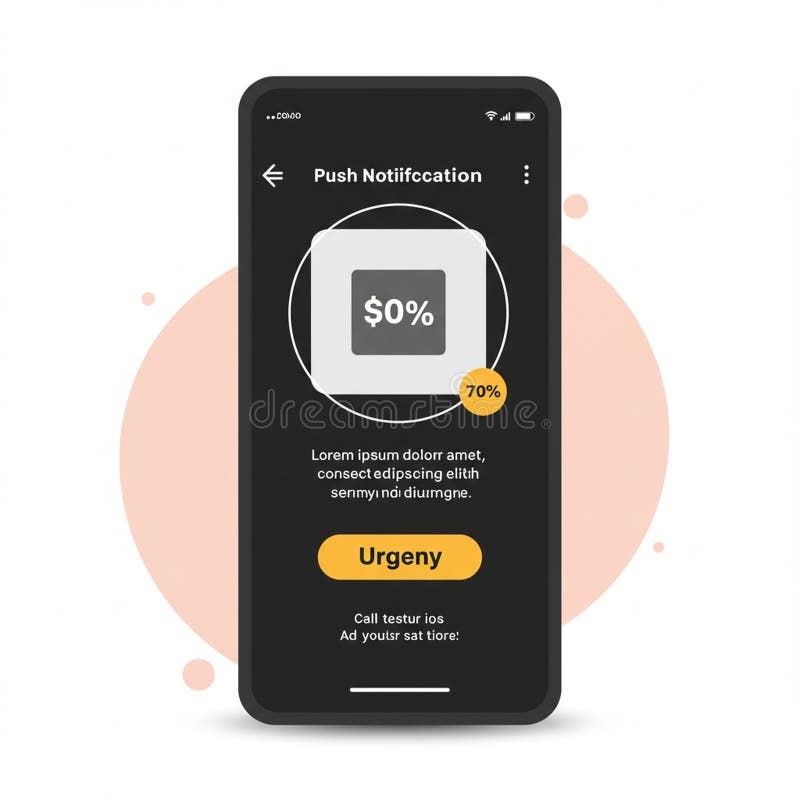 A Smartphone Screen Displays a Mock-up of a Push Notification. the ...