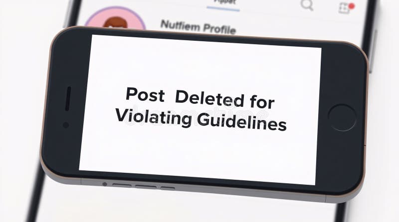 Smartphone Screen Displays a Notification "Post Deleted for Violating ...