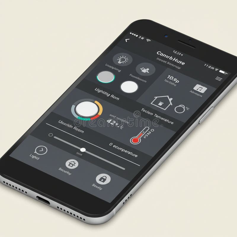 A Smartphone Screen Displays a Smart Home Application Interface with ...