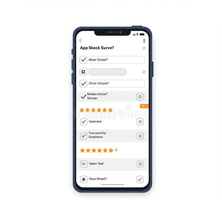 A Smartphone Screen Displays a Survey App Interface. the Survey ...