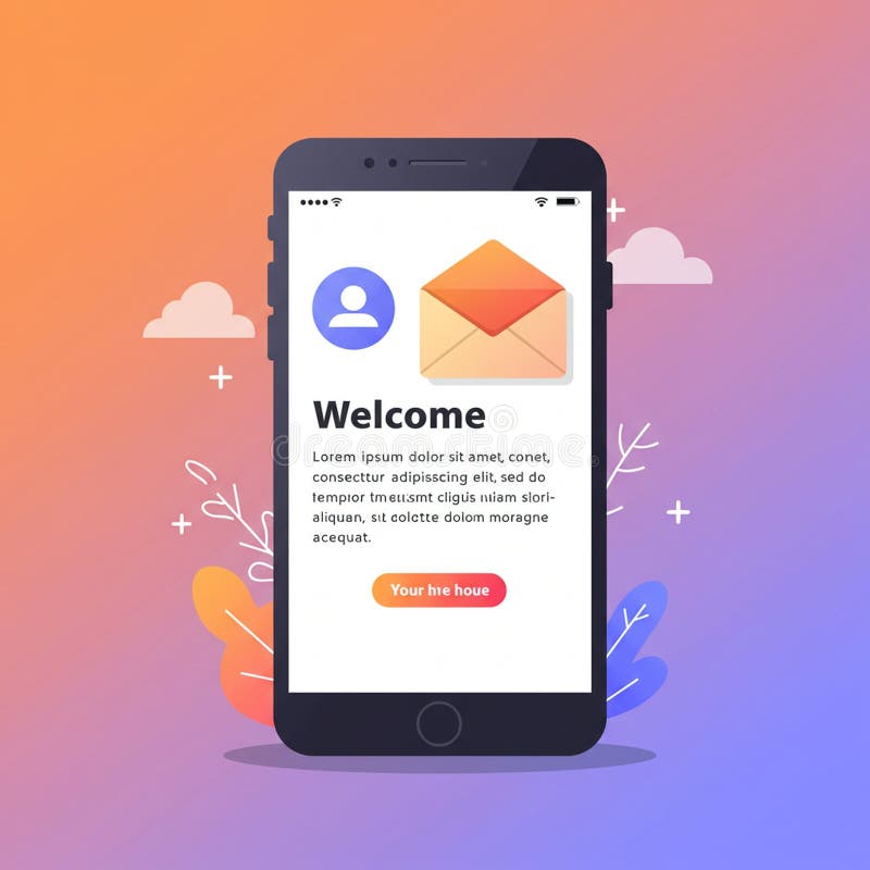 A Smartphone Screen Displays a Welcome Notification Featuring an ...