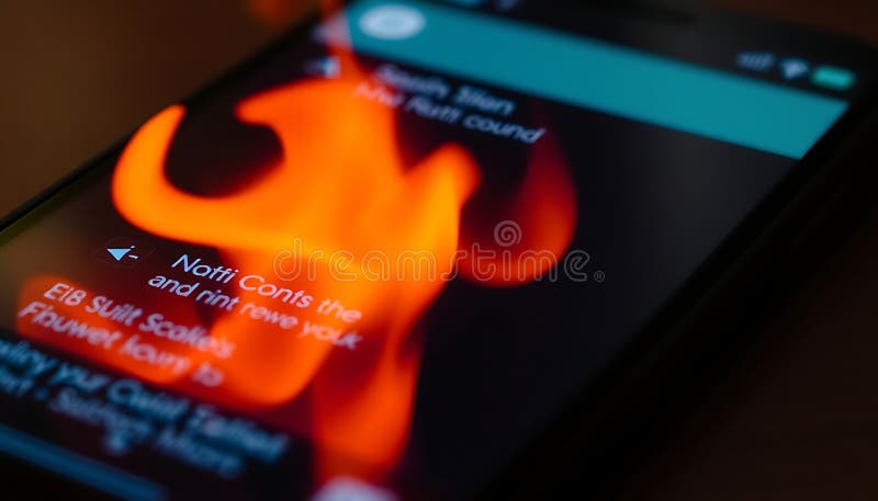 Smartphone Screen Fire Flames Digital Display Technology Media ...