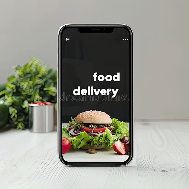 Smartphone on the Screen Food Delivery. Selective Focus Stock ...