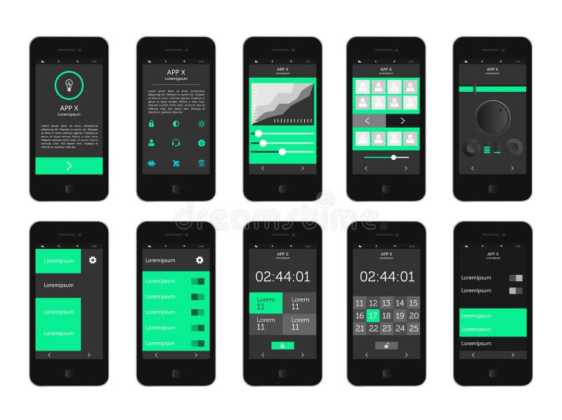 Smartphone Screen Interface Vector Stock Vector - Illustration of ...