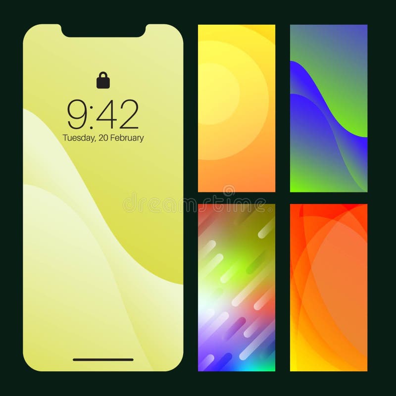 Smartphone Screen Lock Display and Abstract Colorful Wallpaper Stock ...