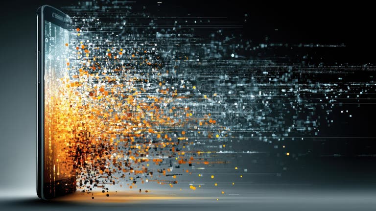 Smartphone Screen Melting into Code Creates a Vision of Digital ...