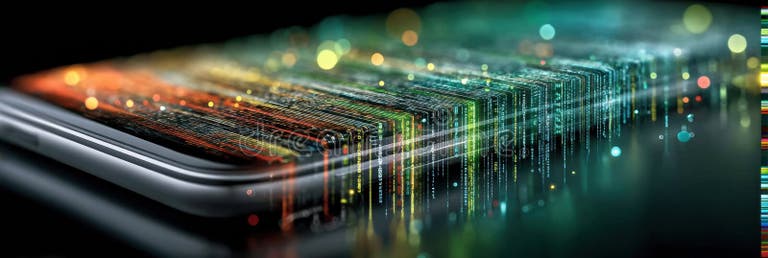 Smartphone Screen Melting into Code Representing Digital Integration in ...