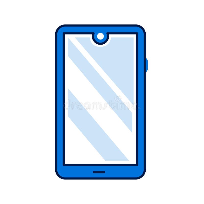 Smartphone with Screen, Menu Button and Camera Color Line Icon. Front ...