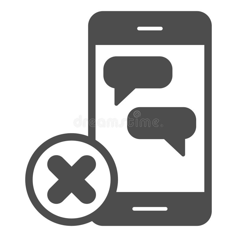 Smartphone Screen with Message Ban Solid Icon, Prohibited Items Concept ...