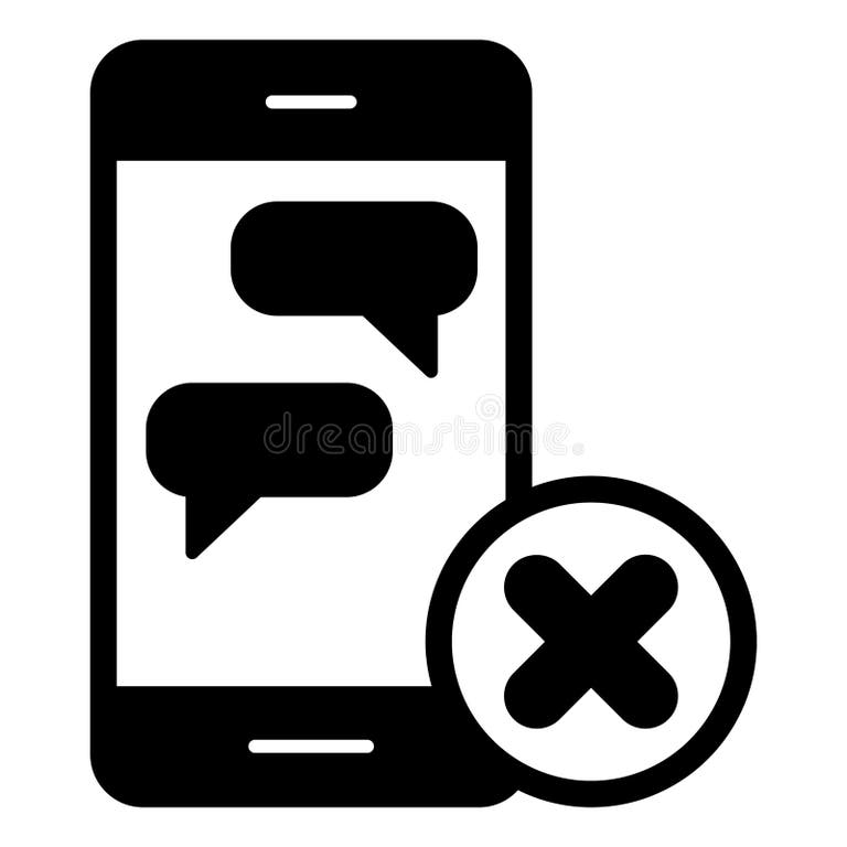 Smartphone Screen with Message Ban Solid Icon, Prohibited Items Concept ...