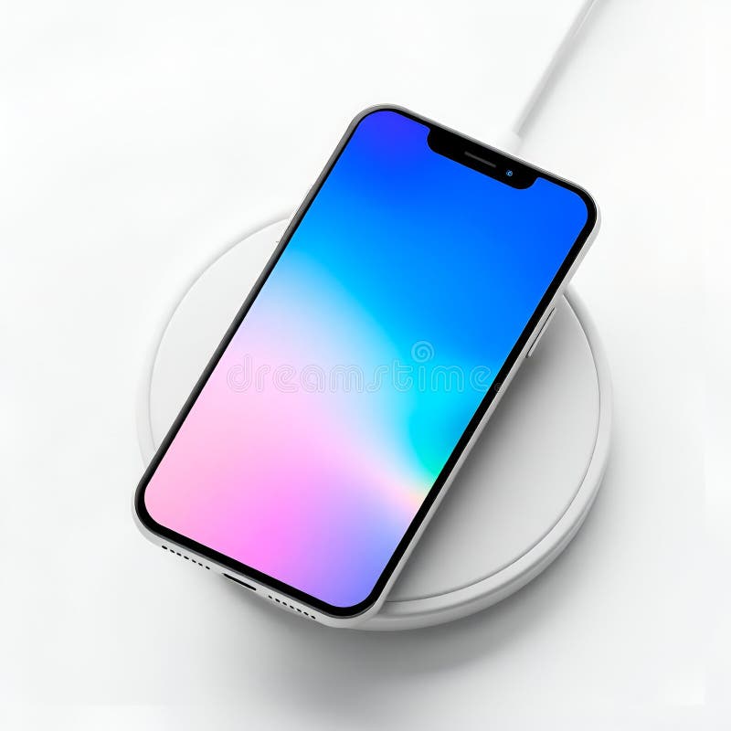 Smartphone Screen Mockup with Wireless Charger PSD Stock Illustration ...