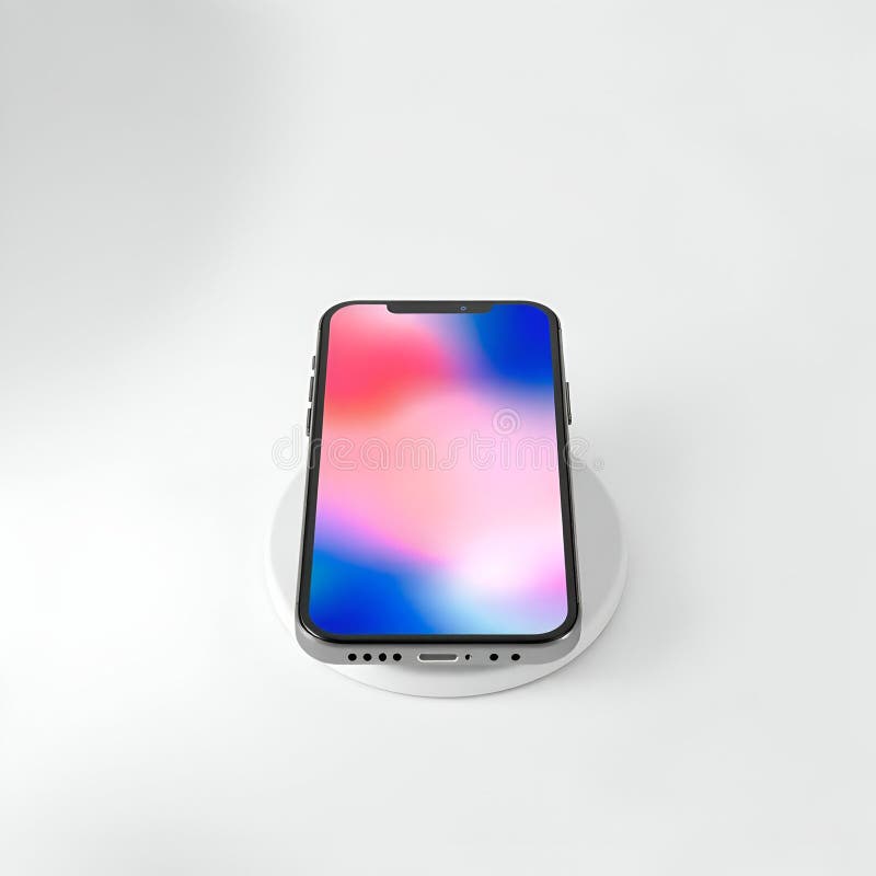 Smartphone Screen Mockup with Wireless Charger PSD Stock Illustration ...