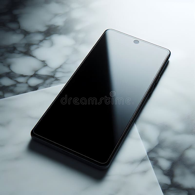 The Smartphone with the Screen Off is Lying on a Marble Table ...