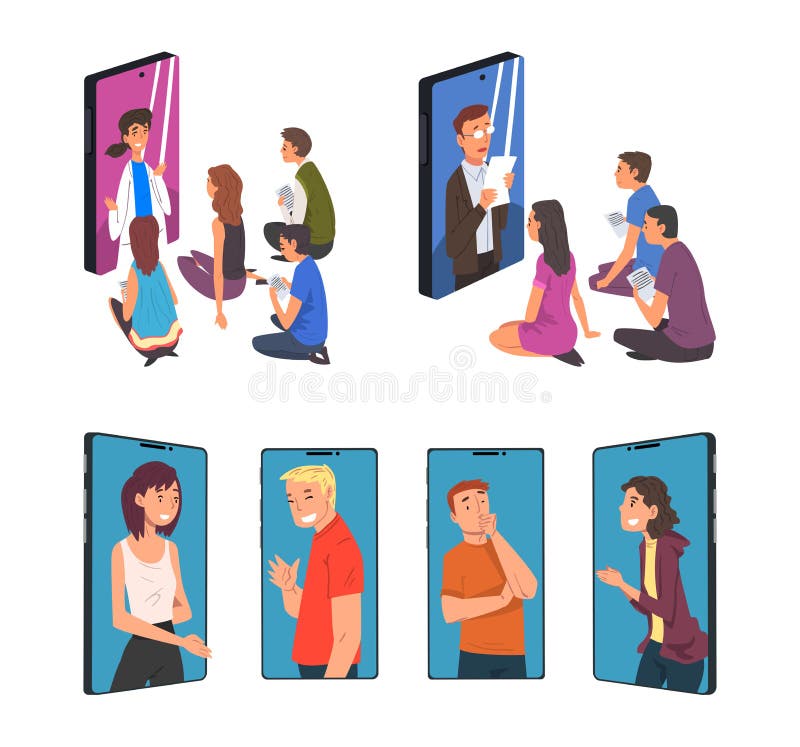 Smartphone Screen with People Character Communicating with Each Other ...