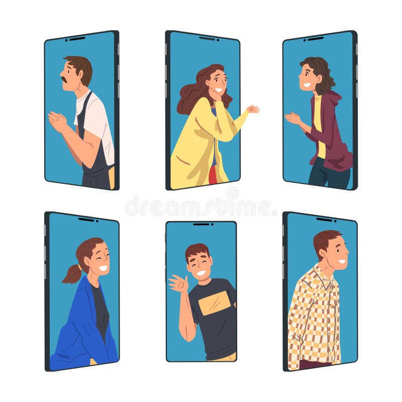 Smartphone Screen with People Character Communicating with Each Other ...