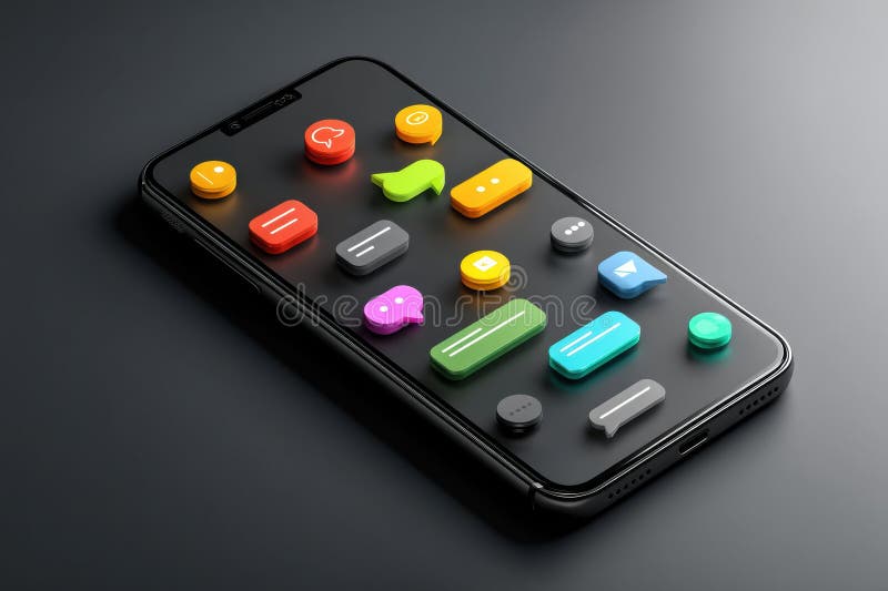 Smartphone Displays Vibrant Chat User Interface with Colorful Message ...