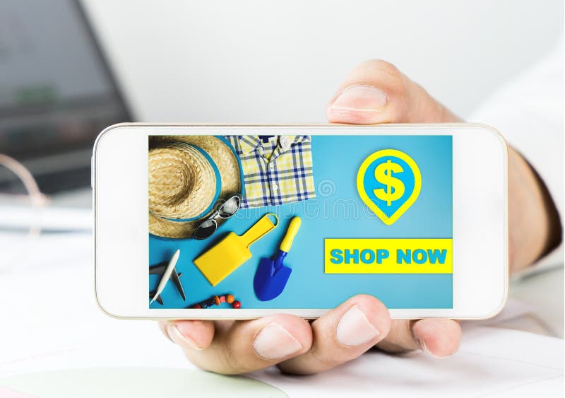 Smartphone Screen with Shop Now Button Stock Image - Image of store ...