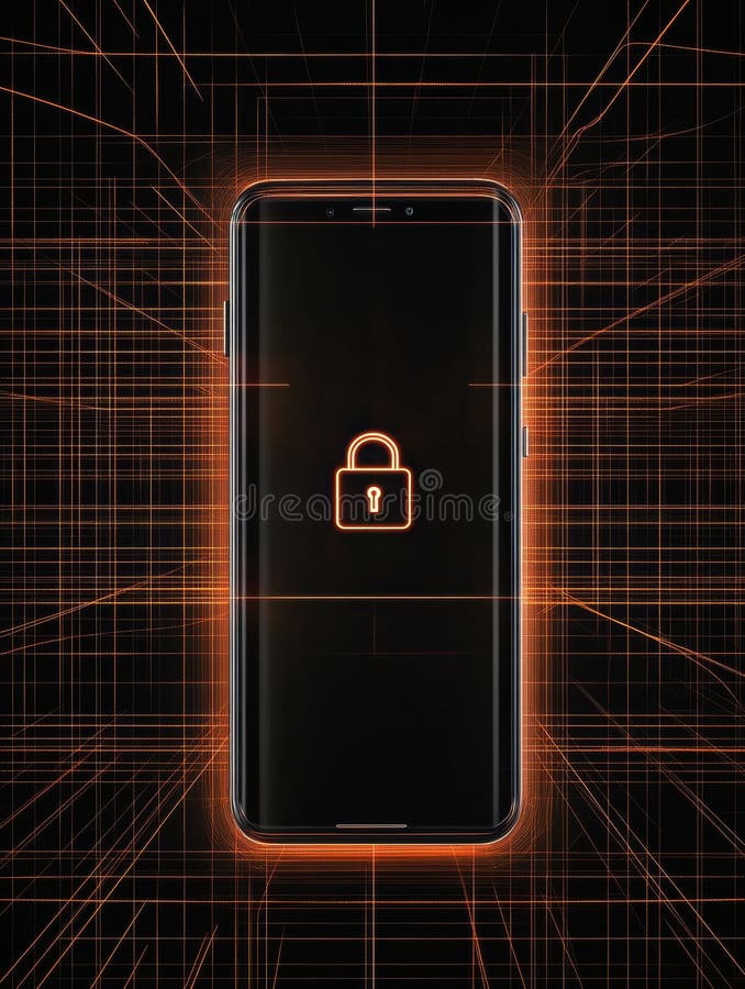 A Smartphone Screen Showcases a Prominent Lock Icon, Highlighting the ... A Smartphone Screen Showcases a Prominent Lock Icon, Highlighting the ...