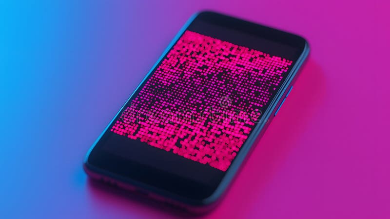 Intriguing Close-Up of a Smartphone Displaying a Colorful QR Code in a ...