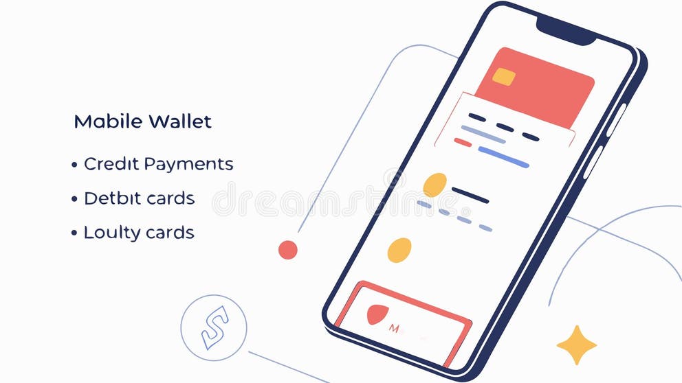 Smartphone Screen Showing a Mobile Wallet Application Interface. Vector ...