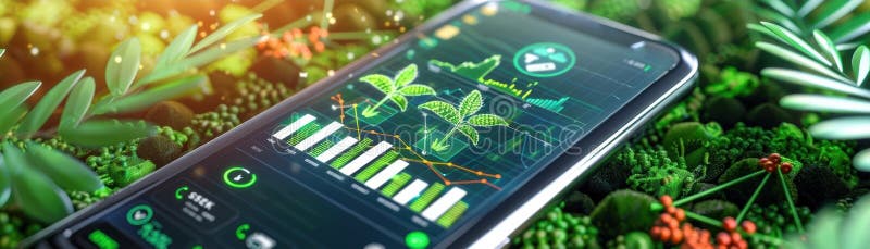 Smartphone Screen Showing Plant Analytics Amidst Vibrant Greenery ...