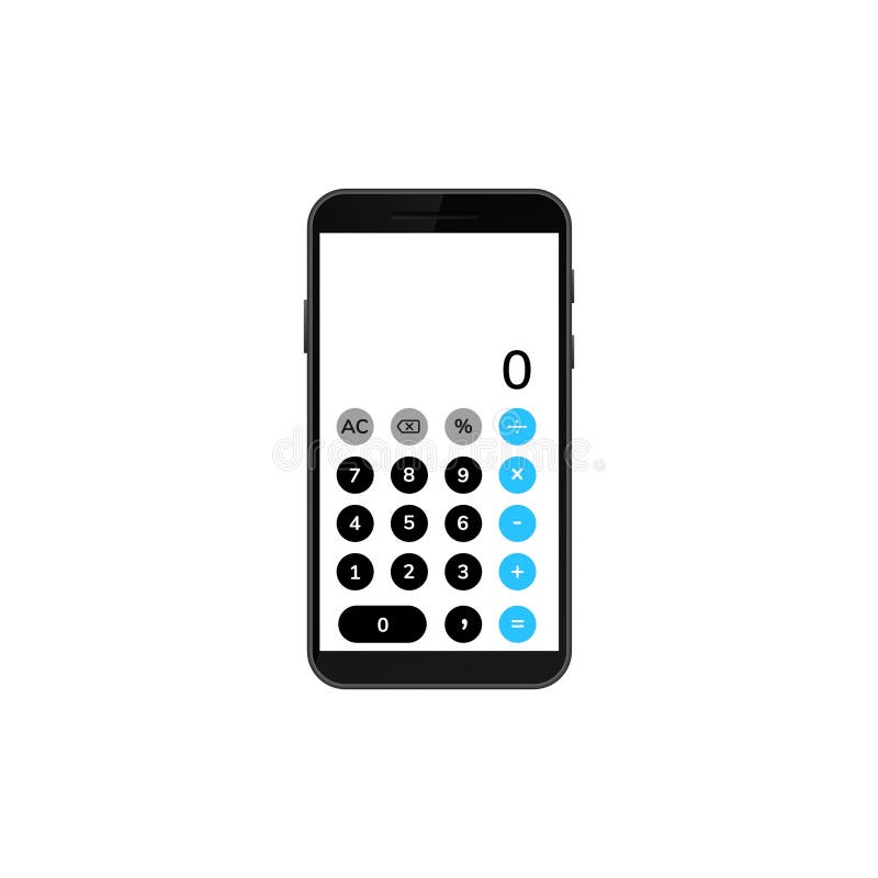 Smartphone Displaying Calculator App With Number Keys And Basic
