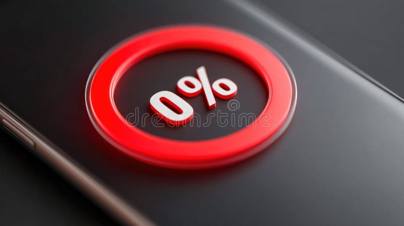 Close-up of a Smartphone Display Showing a Zero Percent Charge ...