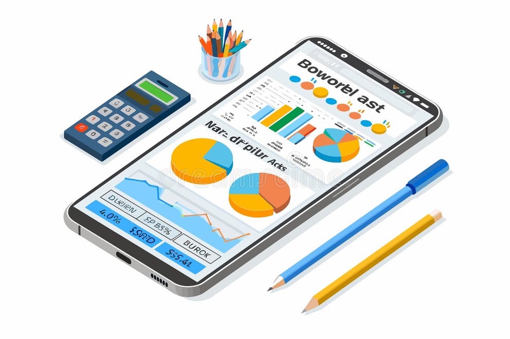 Smartphone Screen with a User Interface for Budgeting Button Isolated ...