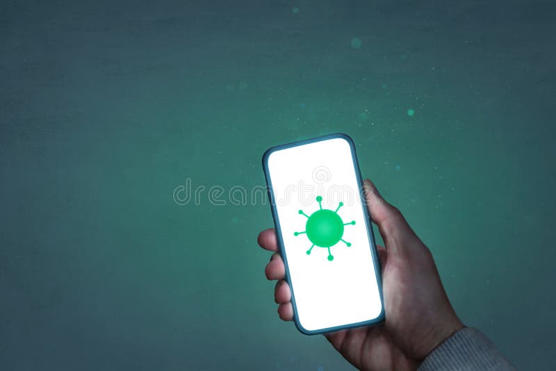 Smartphone Screen with a Virus Symbol Stock Image - Image of cell ...