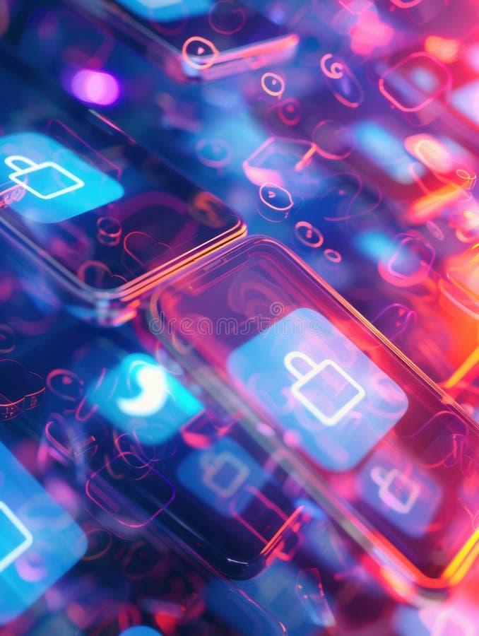 Smartphone Screens Glow with Colorful Like and Comment Icons, Creating ...