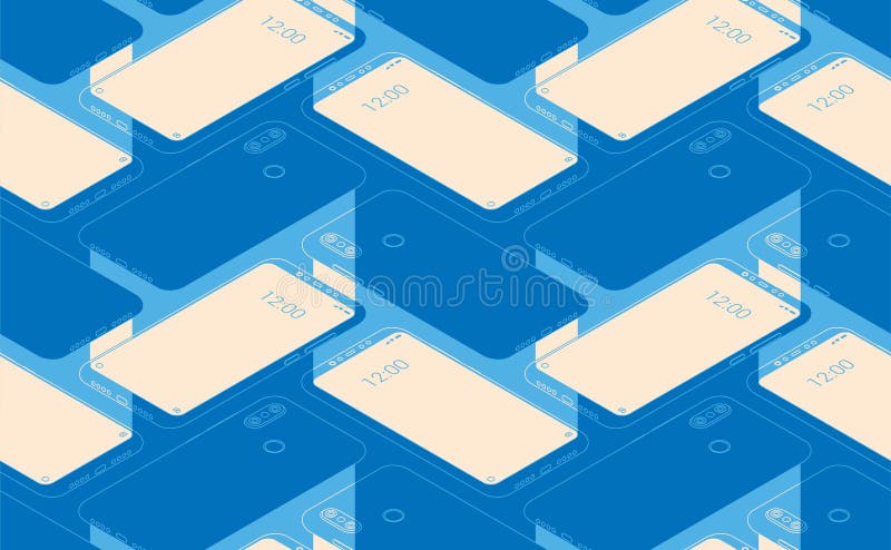Smartphone Seamless Flat Isometric Pattern for Background Stock Vector ...