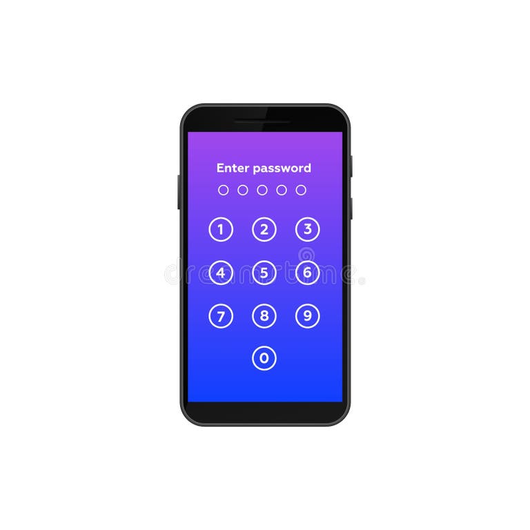Smartphone Security Interface with Numeric Password Entry Padlock ...