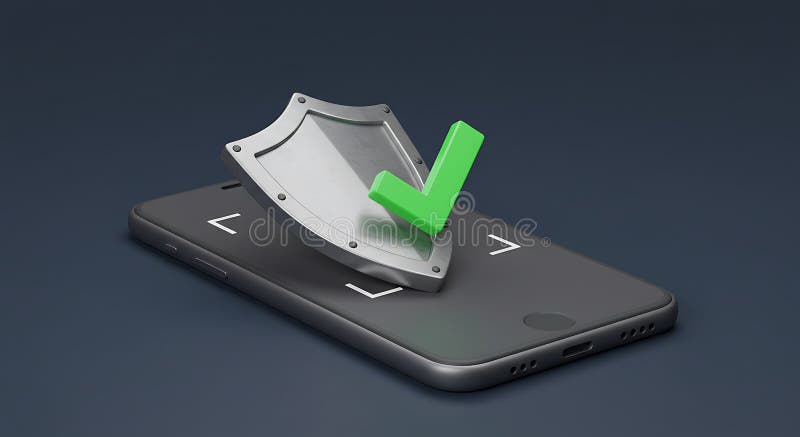 Smartphone Security with Shield and Green Check Mark for Safe Access ...